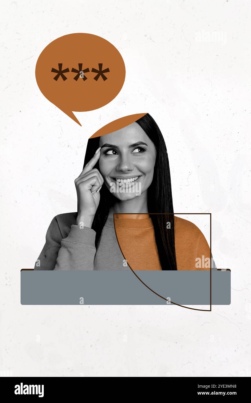 Composite trend artwork sketch image collage of young lady emoji smile ...