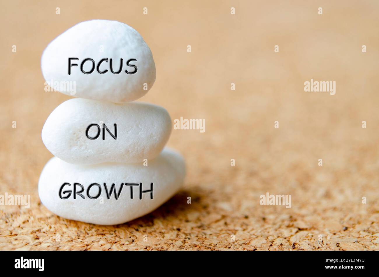 Focus on Growth text engraved on white stones. Strength and focus ...