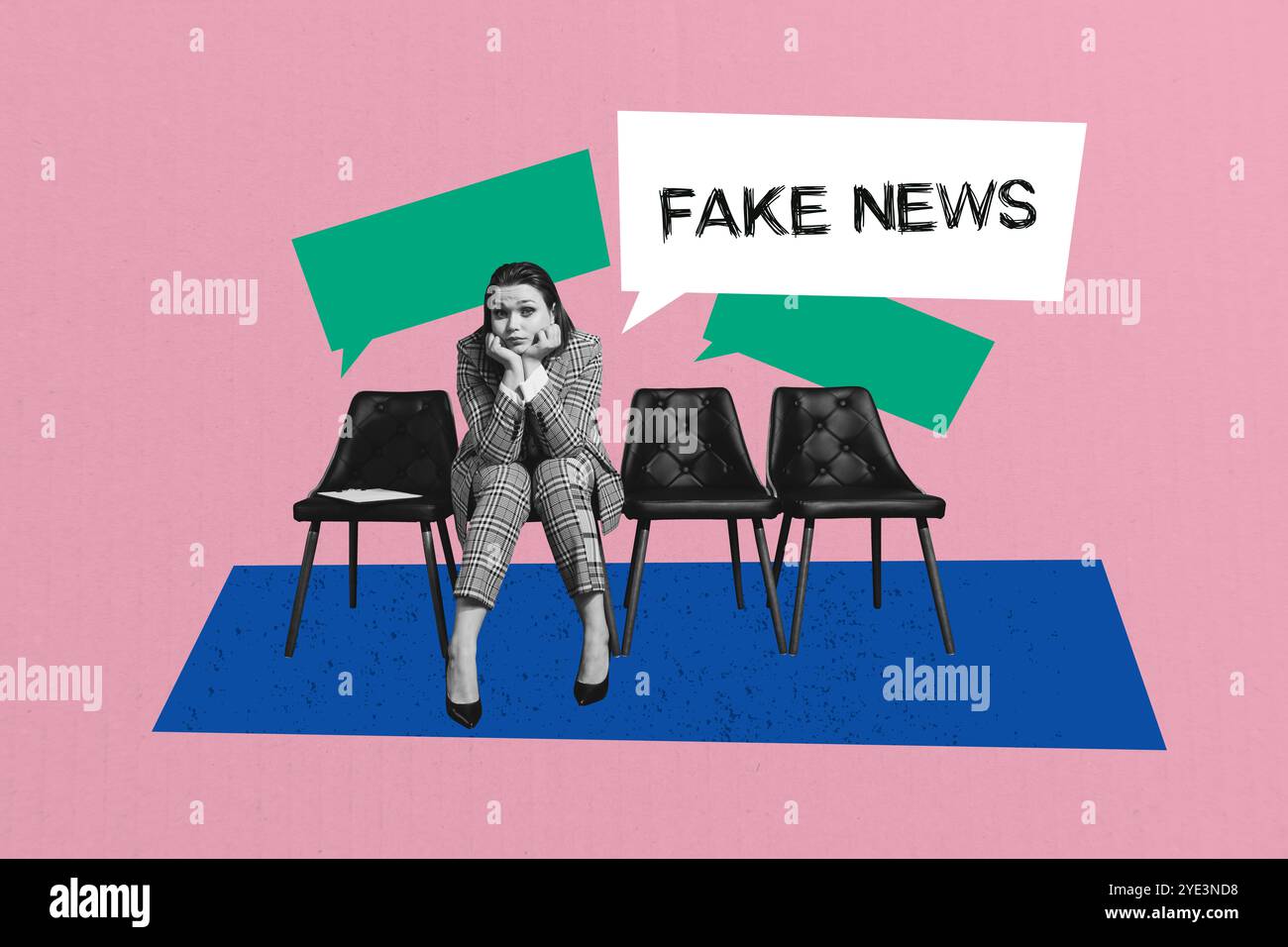 Composite trend artwork sketch image collage of speech cloud fake news ...
