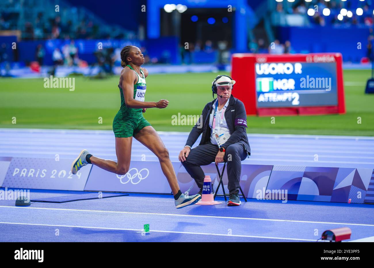 Ruth Usoro participating in the long jump at the Paris 2024 Olympic ...