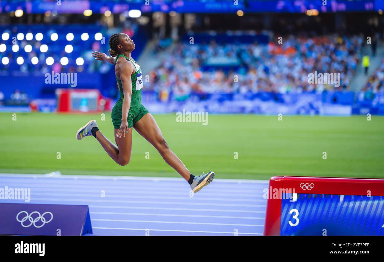Ruth Usoro participating in the long jump at the Paris 2024 Olympic ...
