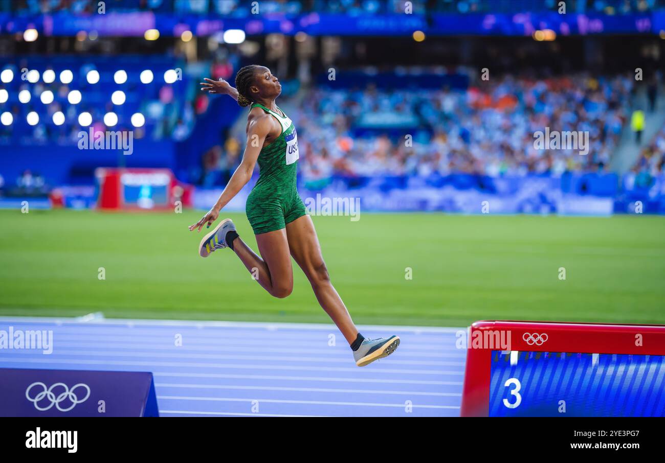 Ruth Usoro participating in the long jump at the Paris 2024 Olympic ...
