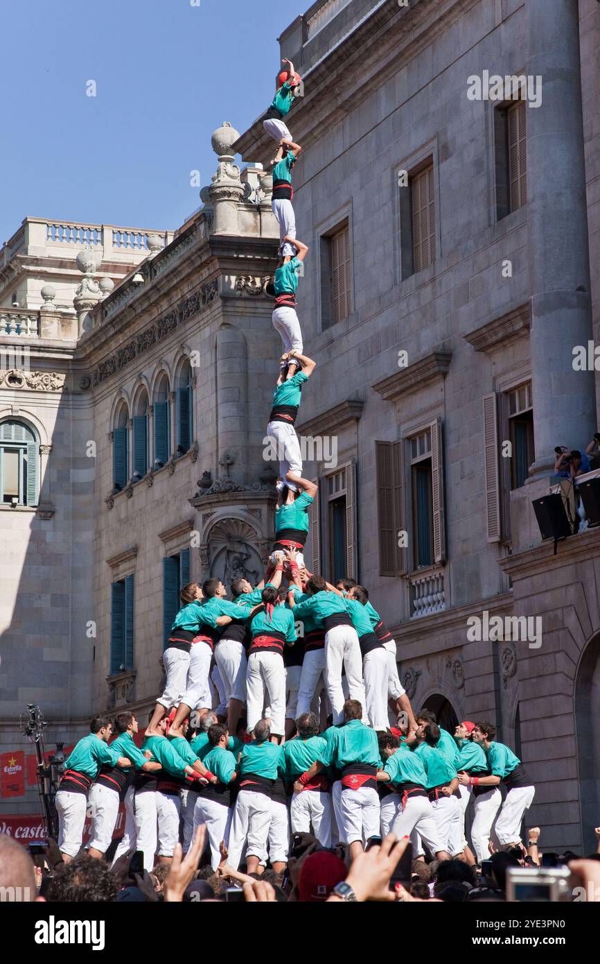 Human Tower - Barcelona - Spain - Europe Stock Photo - Alamy