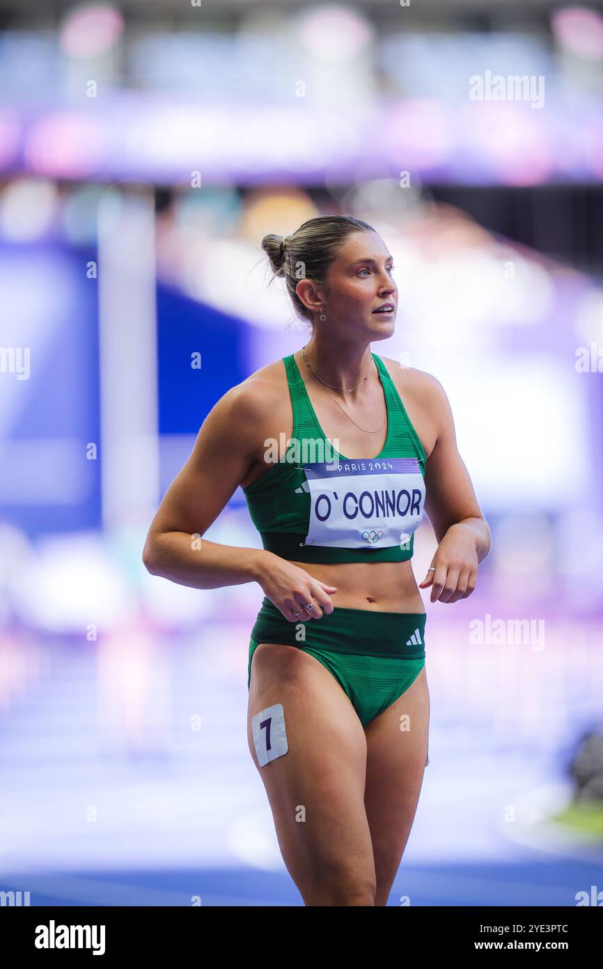 Kate O'Connor participating in the 100 meters hurdles at the Paris 2024 Olympic Games Stock ...