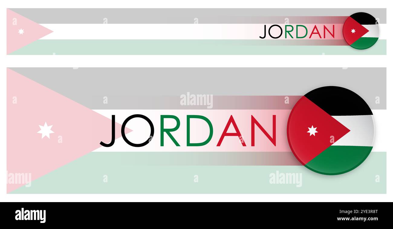 Jordan flag horizontal web banner in modern neomorphism style. Webpage ...