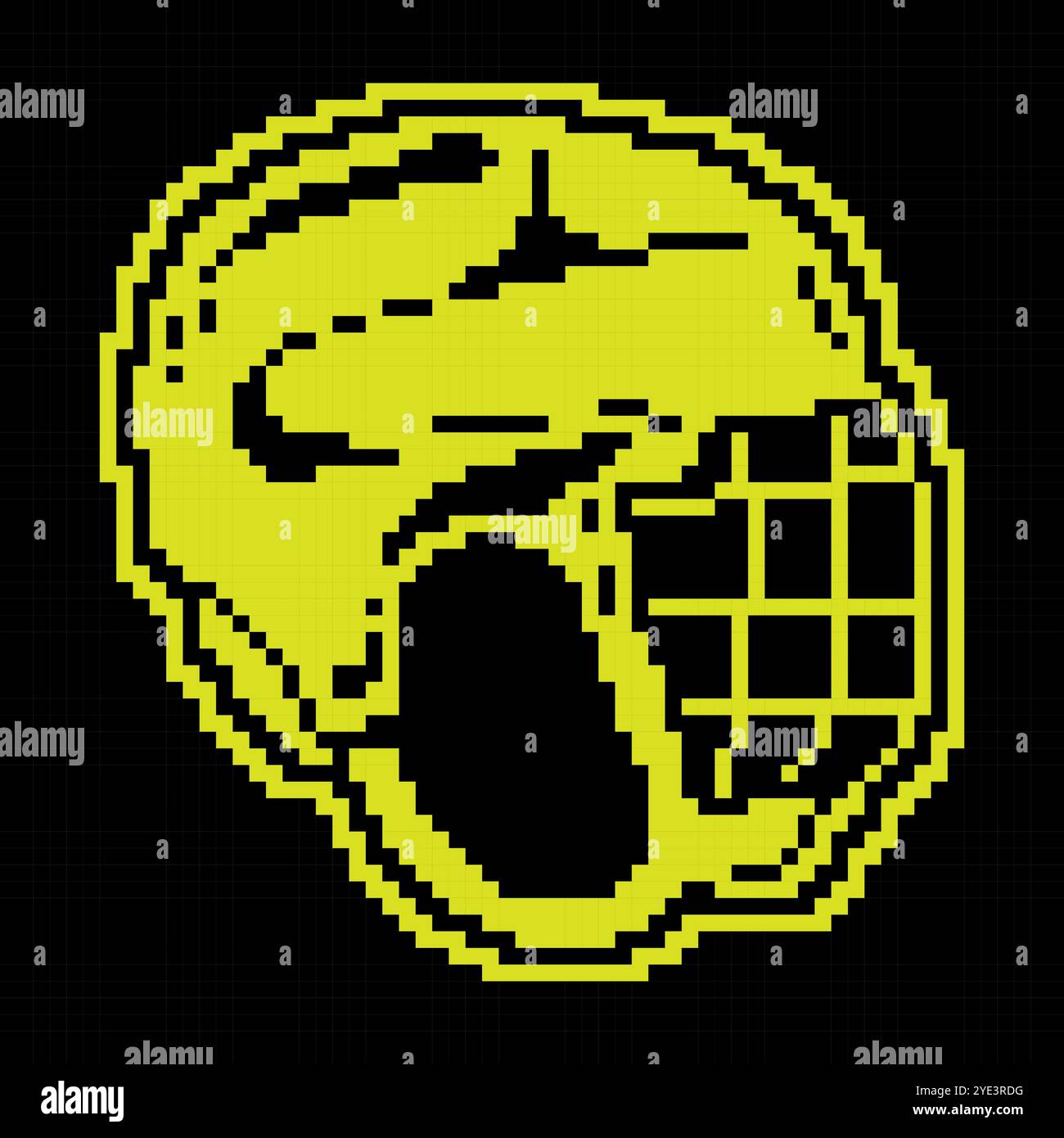 Open hockey helmet pixel silhouette icon, with protective grill and ...