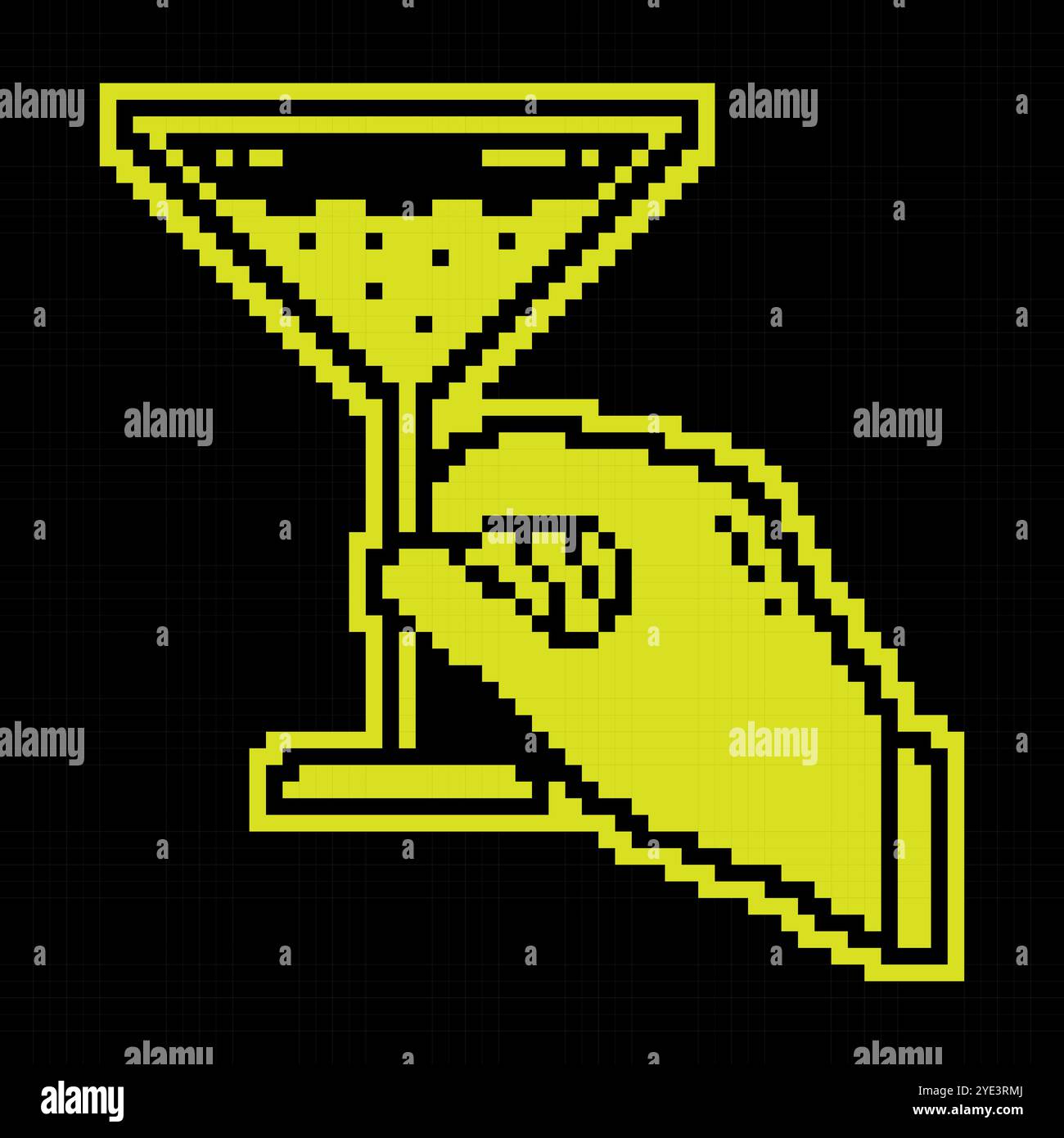Pixel silhouette icon. Female hand holding glass with martini ...