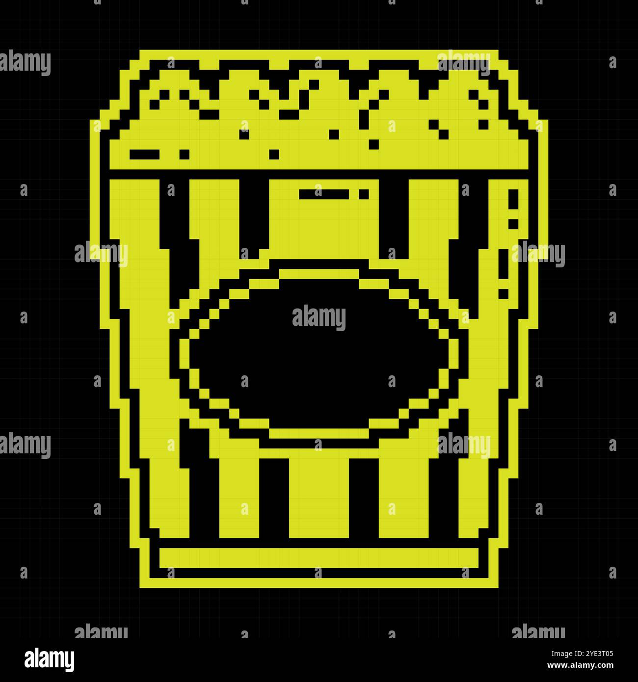 Pixel silhouette icon. Packet of popcorn, bucket of airy dessert ...