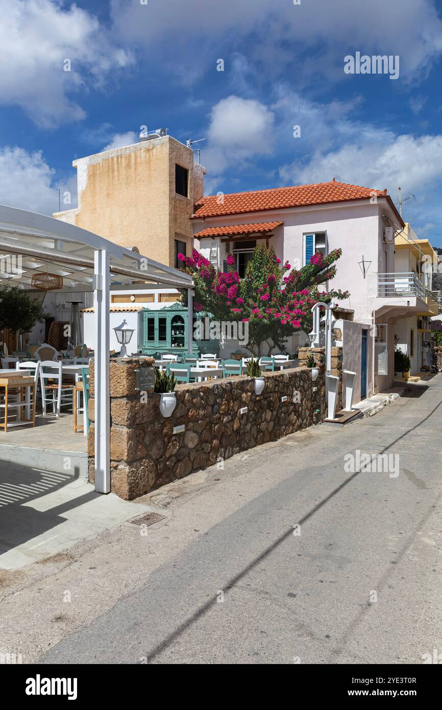 Street view of Paleochora, a village on the southwest coast of Crete ...