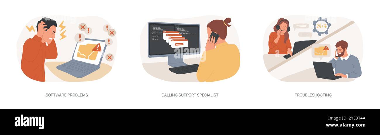 Software support line isolated cartoon vector illustrations se Stock ...
