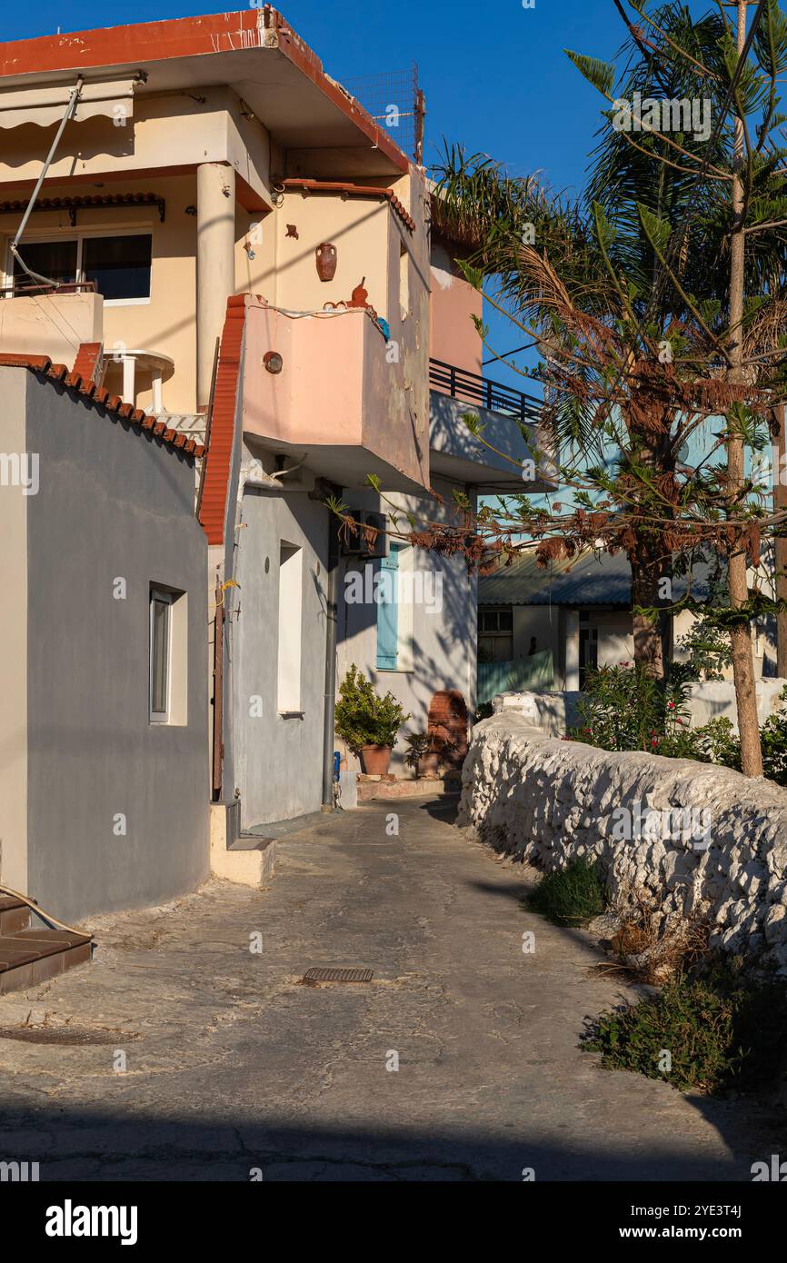 Street view of Paleochora, a village on the southwest coast of Crete ...