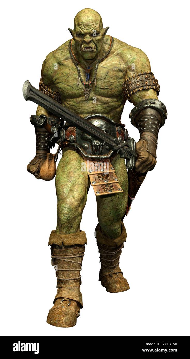 3D rendering of a fantasy monster orc isolated on white background ...