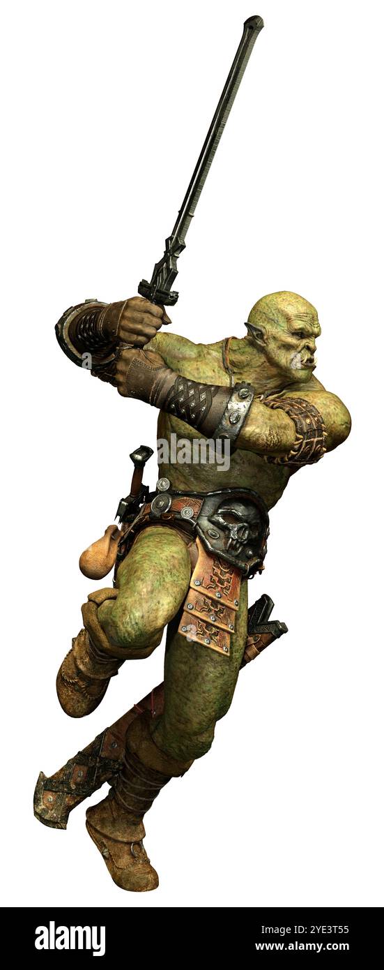 3D rendering of a fantasy monster orc isolated on white background ...