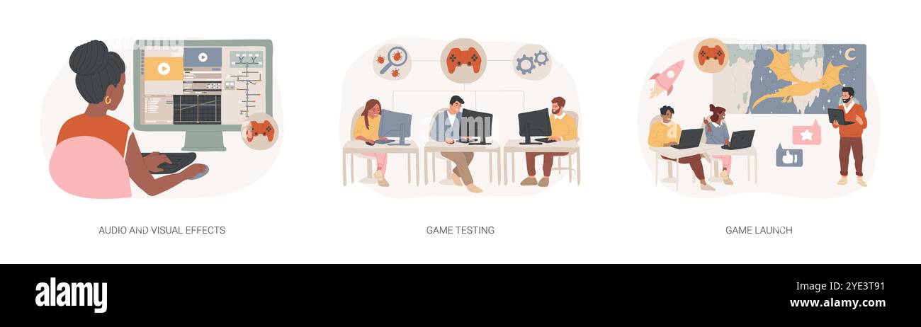 Game development isolated cartoon vector illustrations se Stock Vector ...