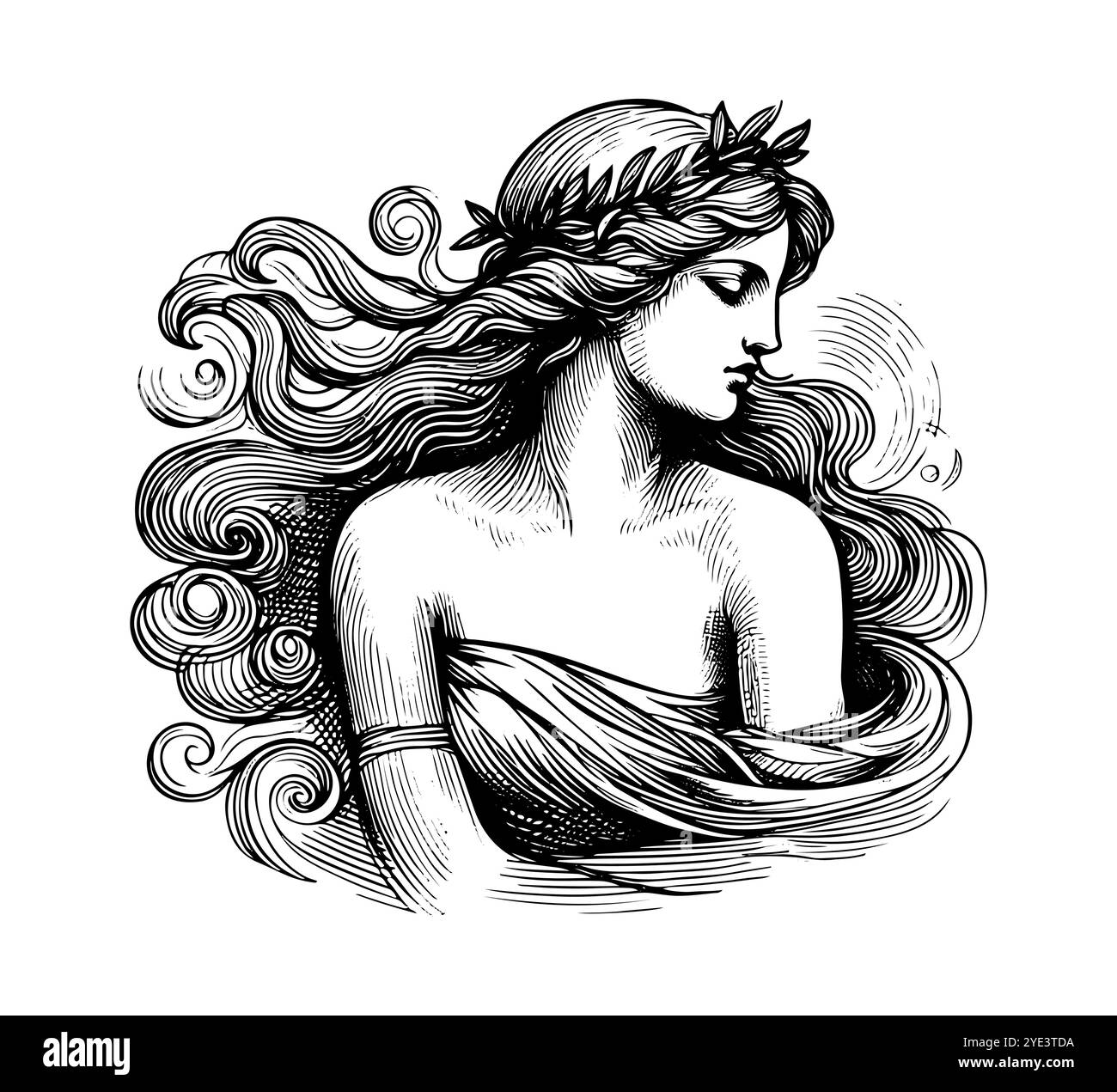 Greek Goddess Aphrodite hand drawn vintage vector Stock Vector Image ...