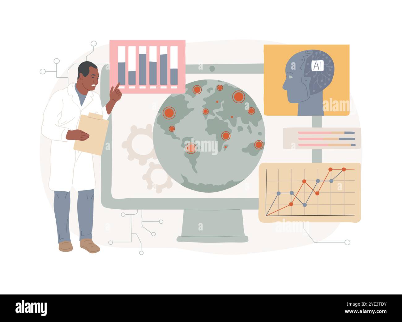 AI-Powered Predictive Disease Outbreak Analysis abstract concept vector ...