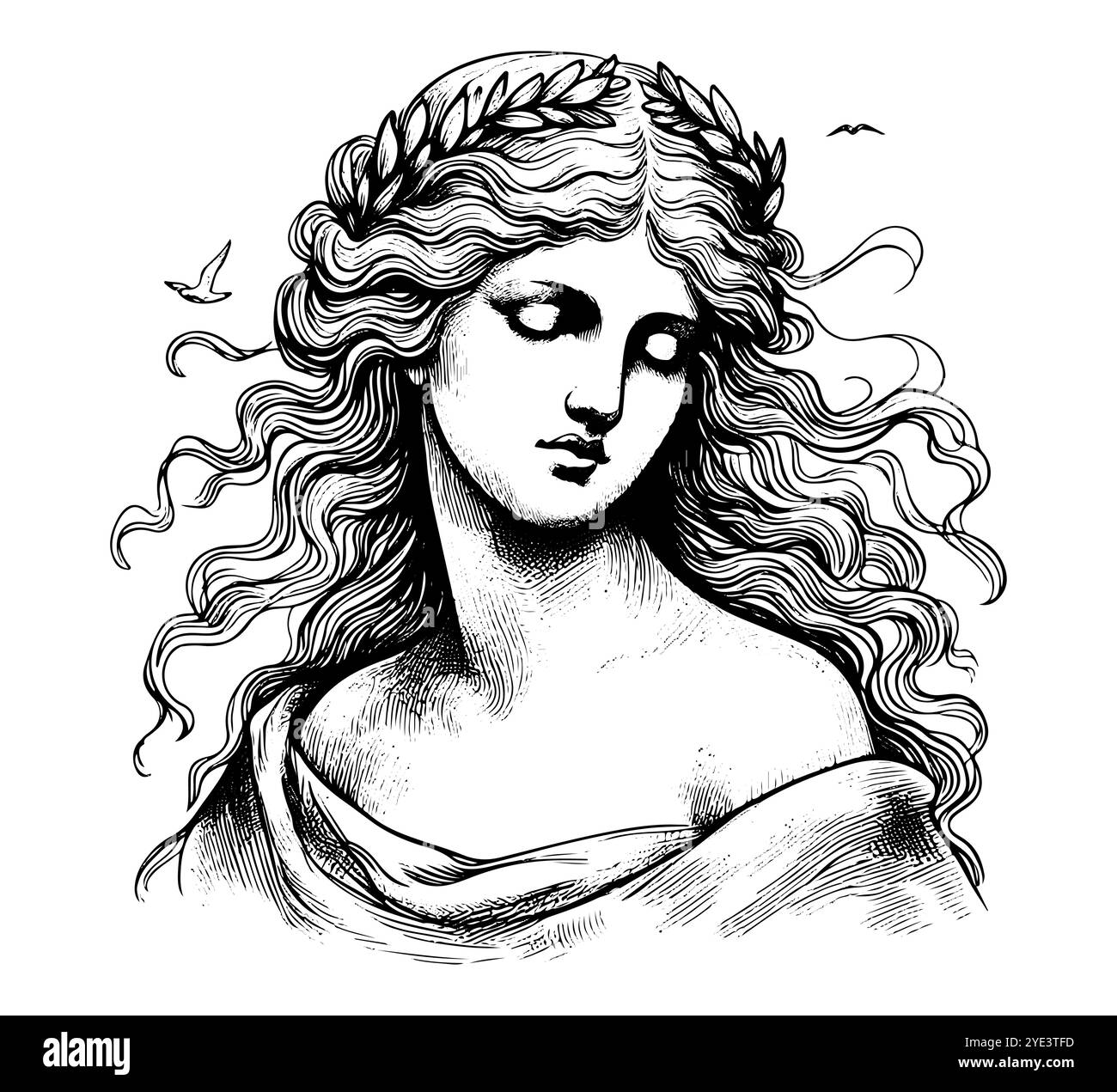 Greek Goddess Aphrodite hand drawn vintage vector Stock Vector Image ...