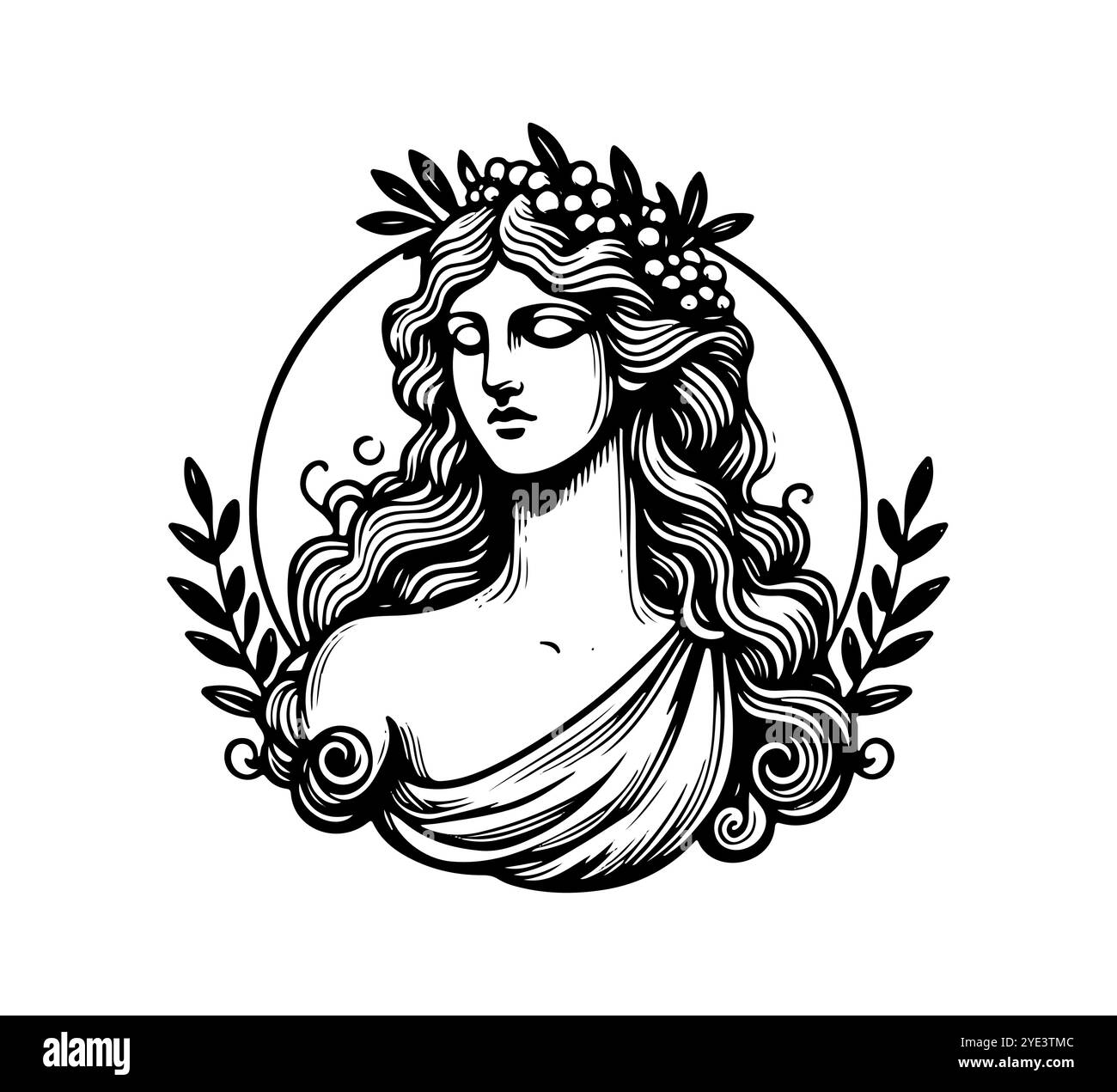 Greek Goddess Aphrodite hand drawn vintage vector Stock Vector Image ...