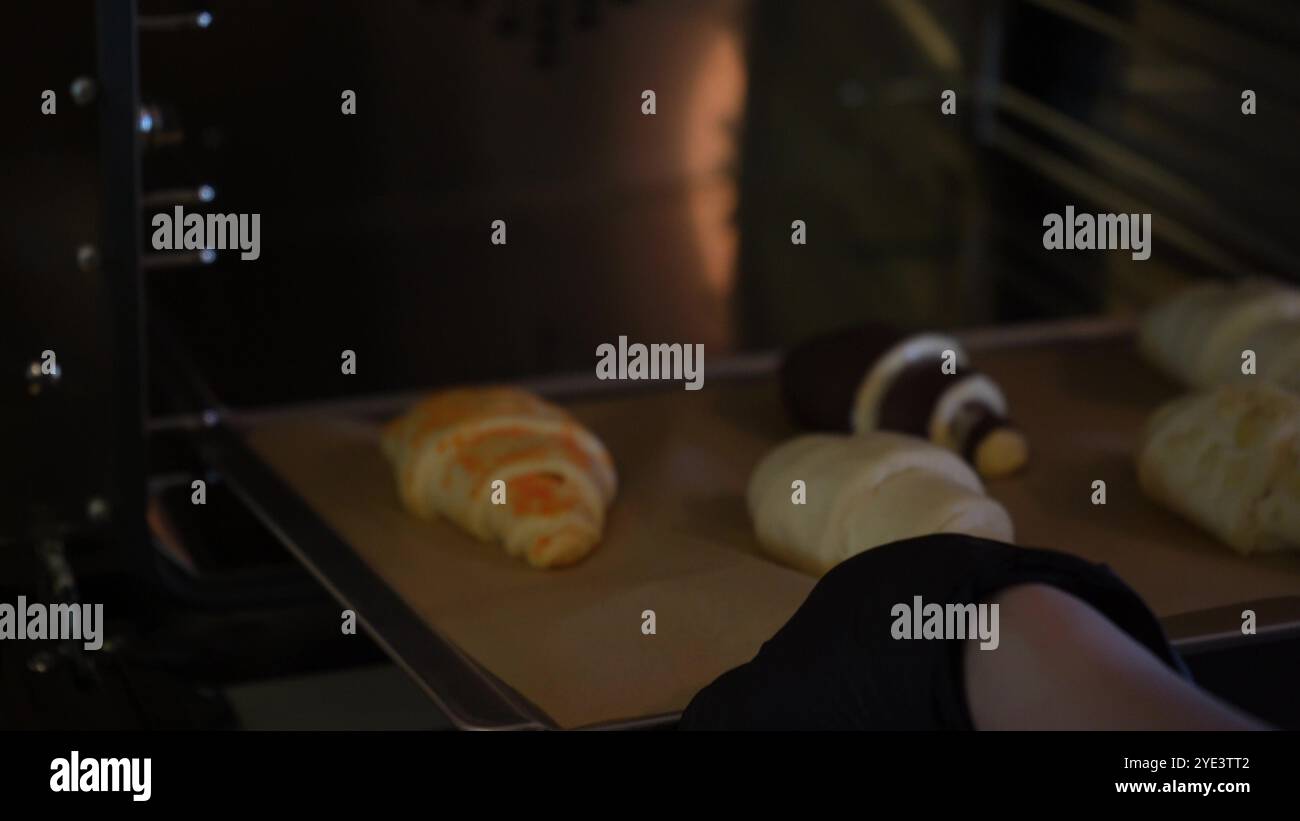 Process baking croissants in oven hi-res stock photography and images ...