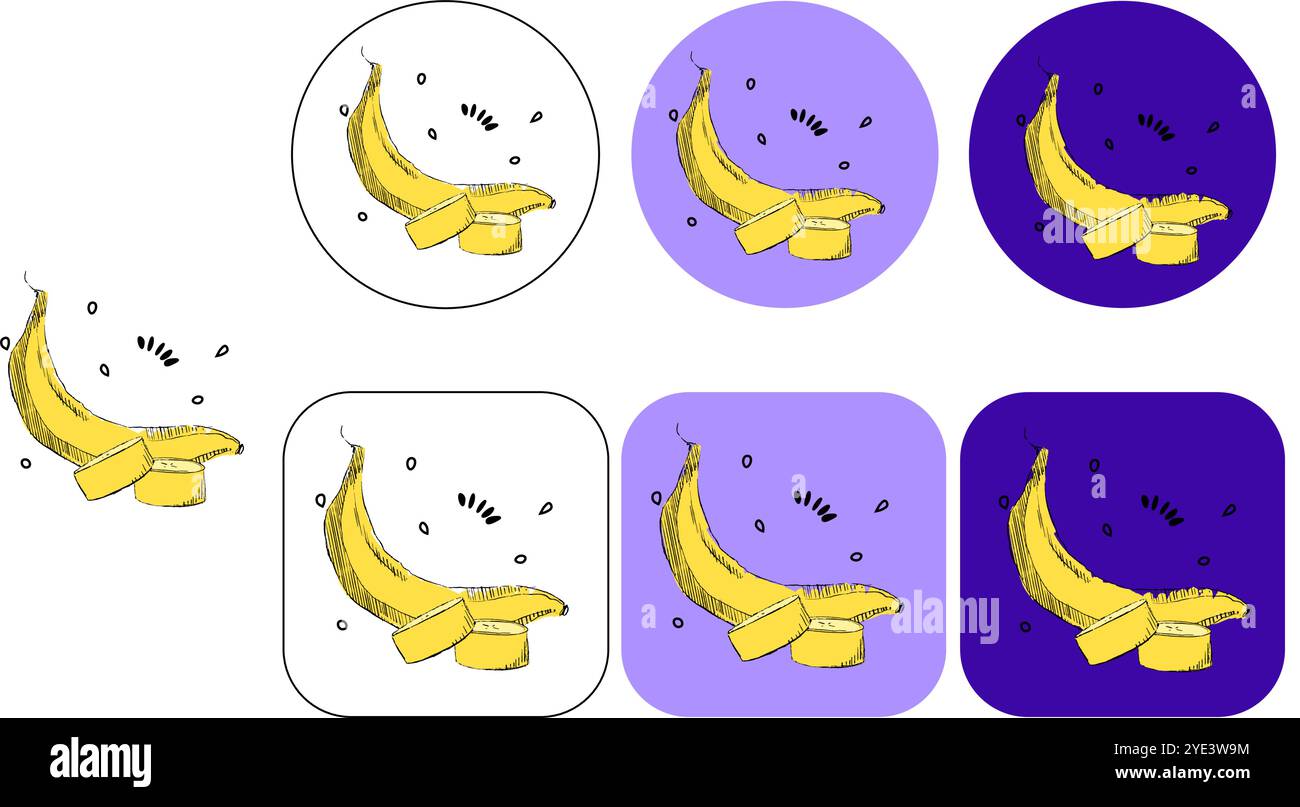 Vector logo for Banana, sliced and whole banana composition graphic ...