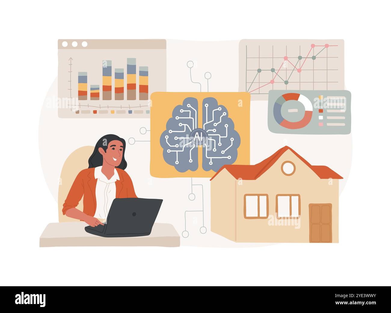 AI-Enhanced Market Analysis abstract concept vector illustration Stock ...
