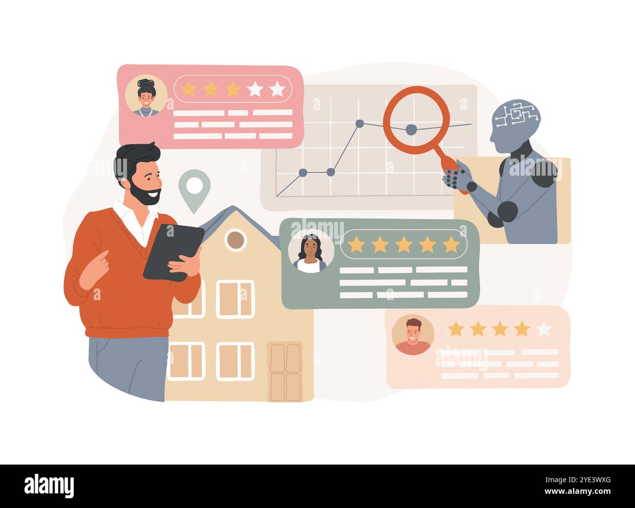 AI-Analyzed Customer Feedback abstract concept vector illustration ...