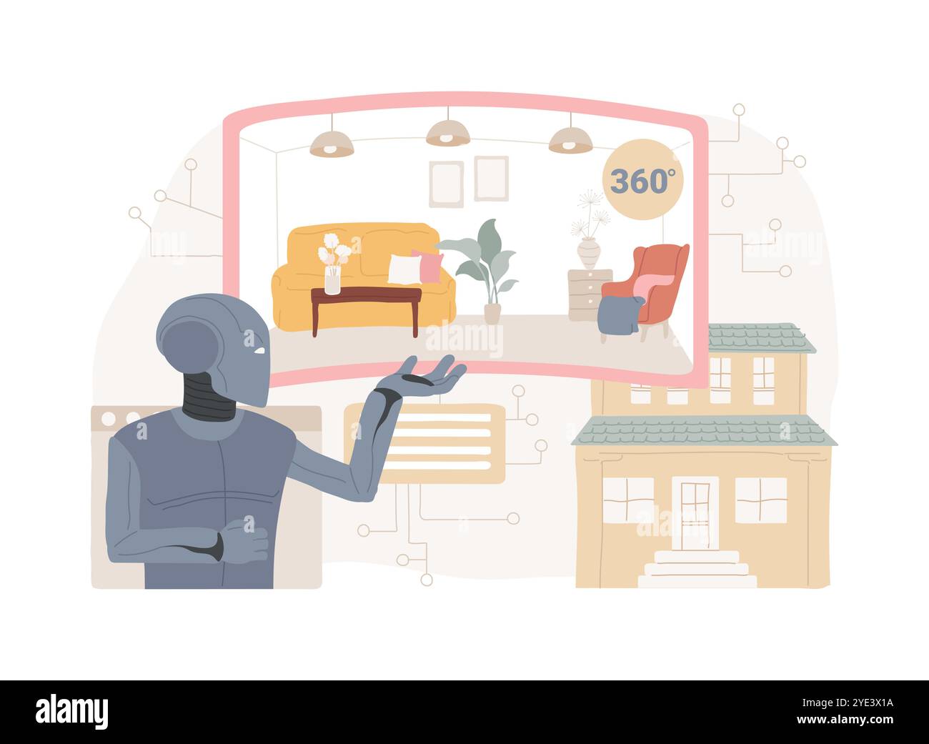 AI-Enhanced Virtual Tours abstract concept vector illustration Stock ...