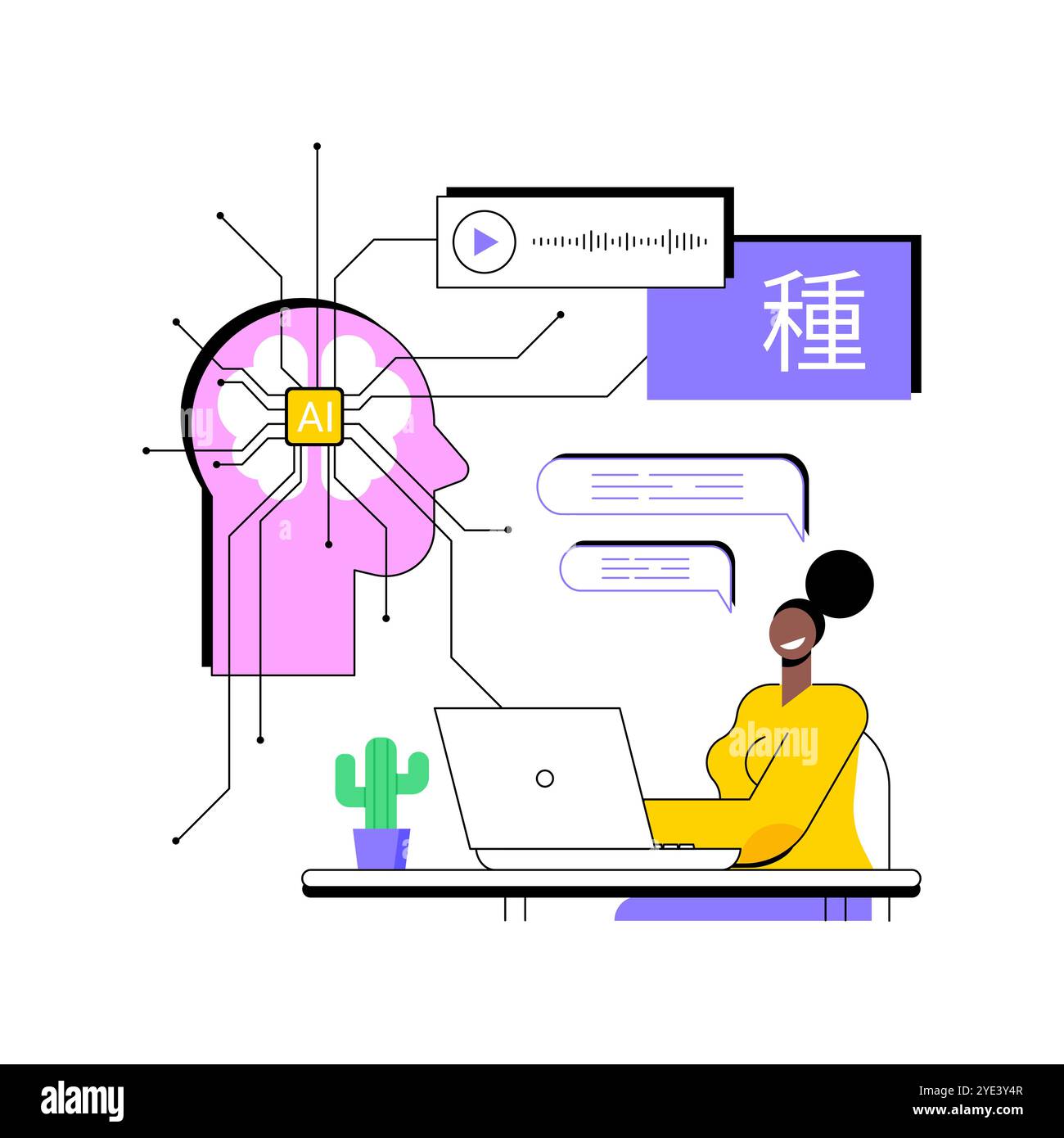 AI-Backed Language Translation abstract concept vector illustration ...