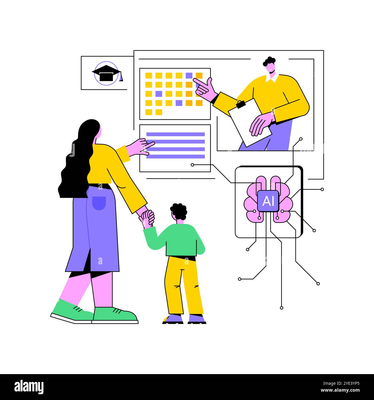 AI-Enhanced Parent-Teacher Communication abstract concept vector ...
