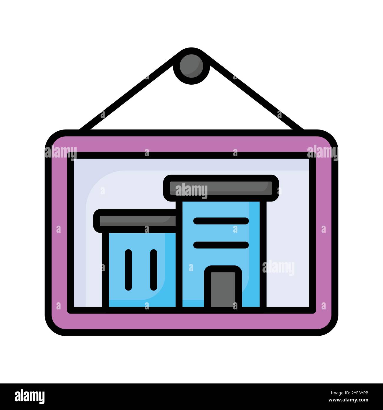 Building inside image hanging showing concept icon of architectural ...