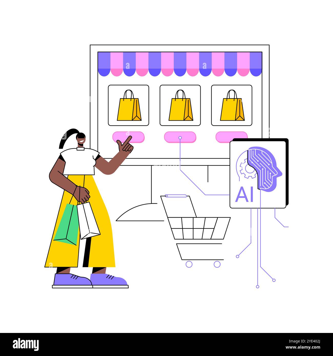 AI-Enhanced Personalized Shopping abstract concept vector illustration ...