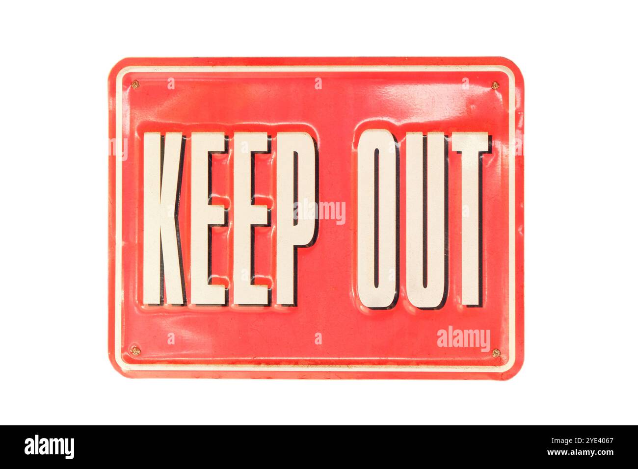 Keep out. Metal sign with an inscription isolated on white background ...
