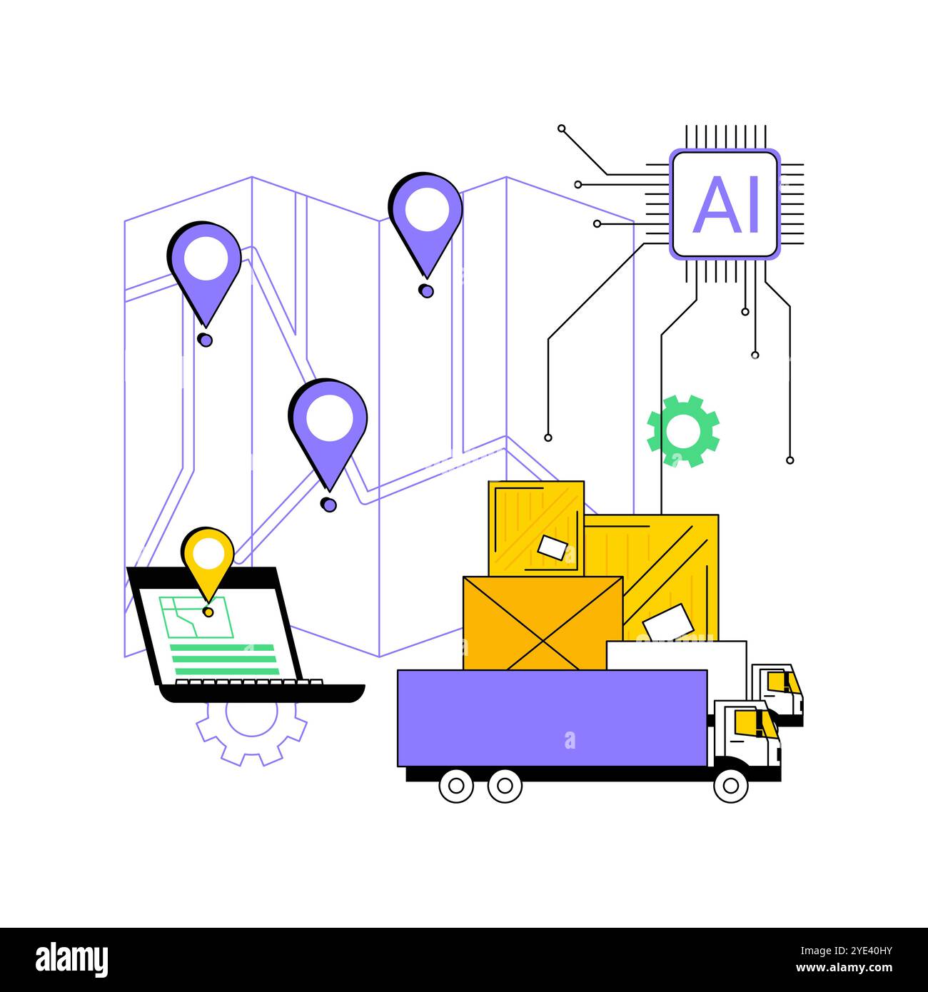 AI-Backed Shipping and Delivery Optimization abstract concept vector ...