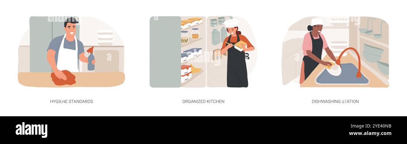 Kitchen organization isolated cartoon vector illustrations se Stock ...