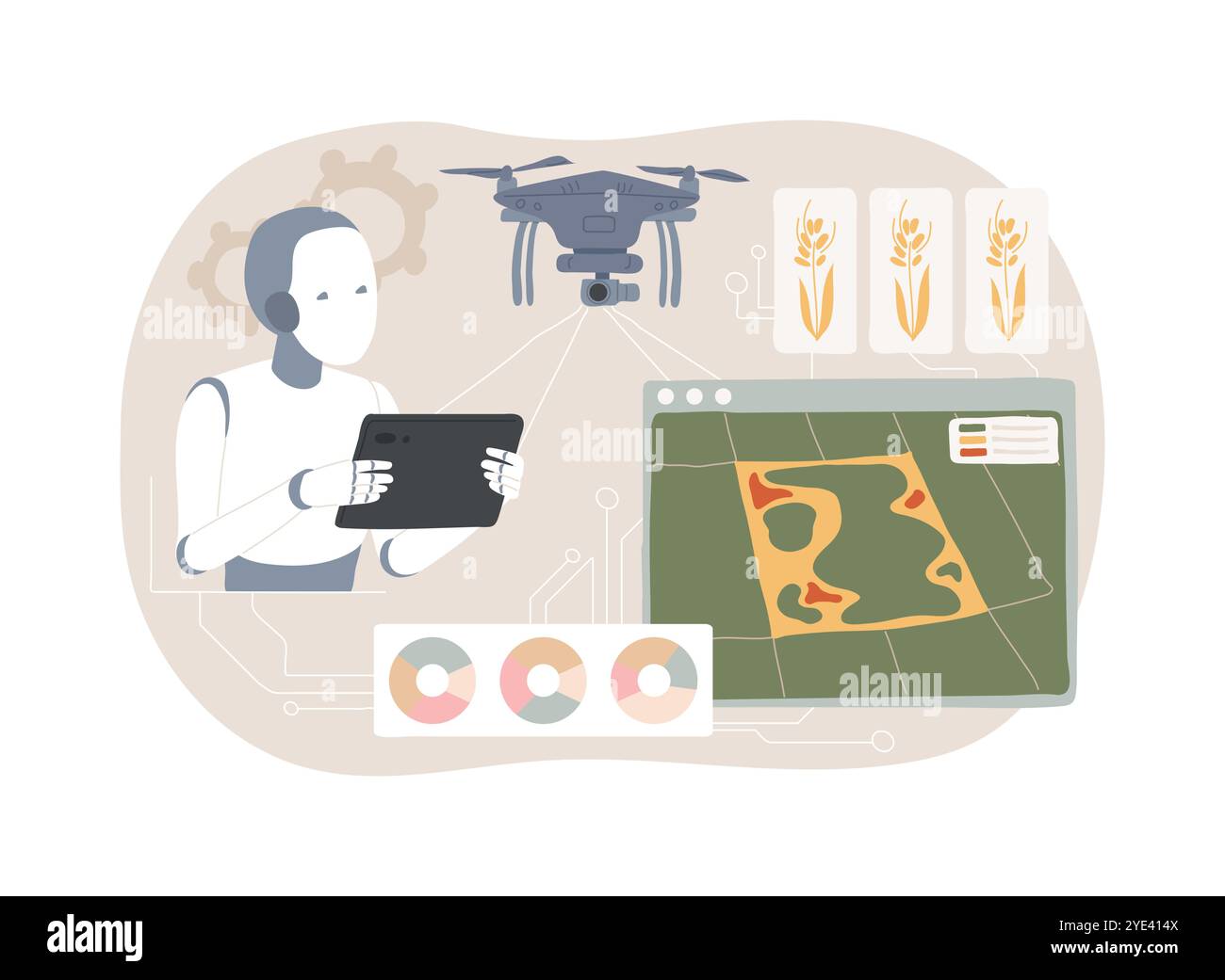AI-Enhanced Crop Monitoring abstract concept vector illustration Stock ...