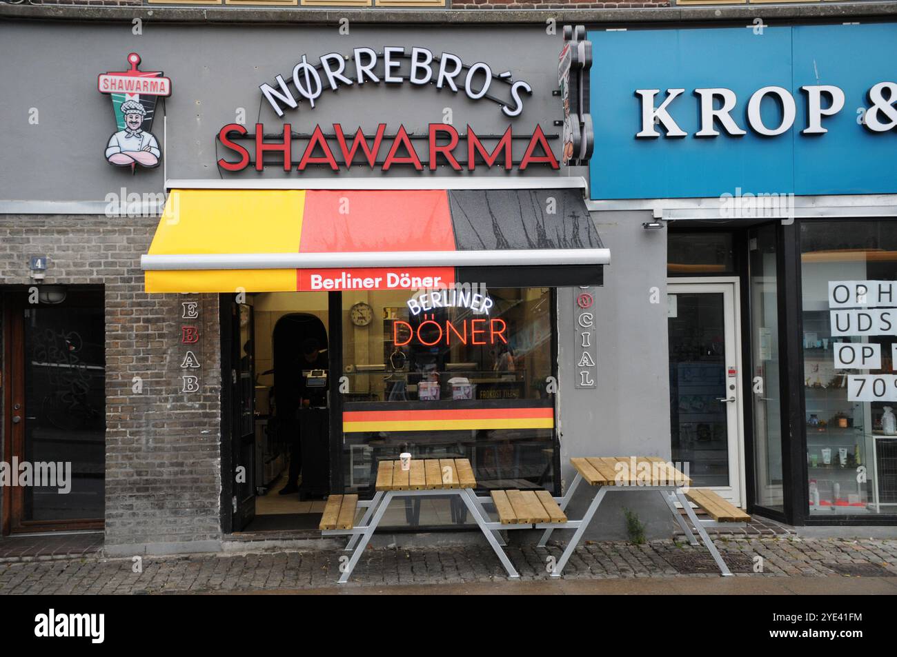 Copenhagen/ DenmarK/29 October 2024/ Norrebro shawarma food place and ...