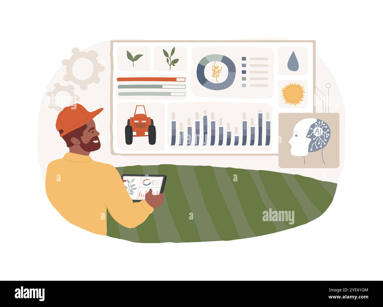 AI-Supported Sustainable Farming abstract concept vector illustration ...