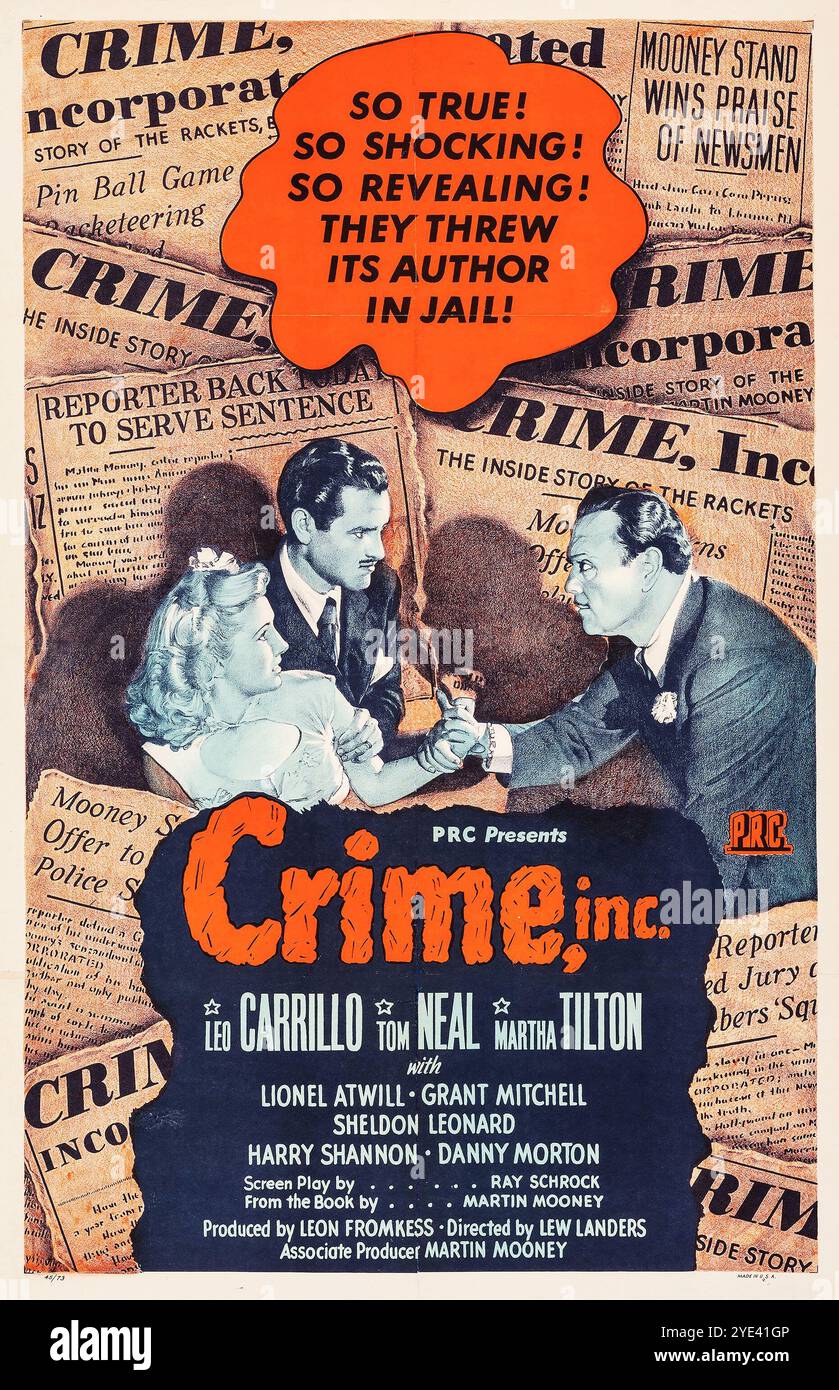 Crime, Inc. (PRC, 1945) film poster, Leo Carrillo, Tom Neal, Martha ...