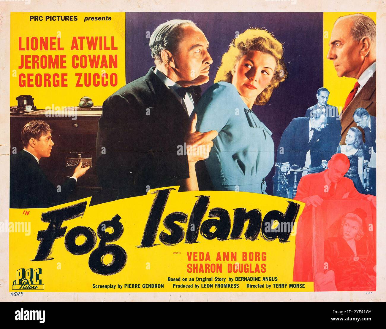 Fog Island (PRC, 1945). Half Sheet film poster - Lionel Atwill, Jerome ...