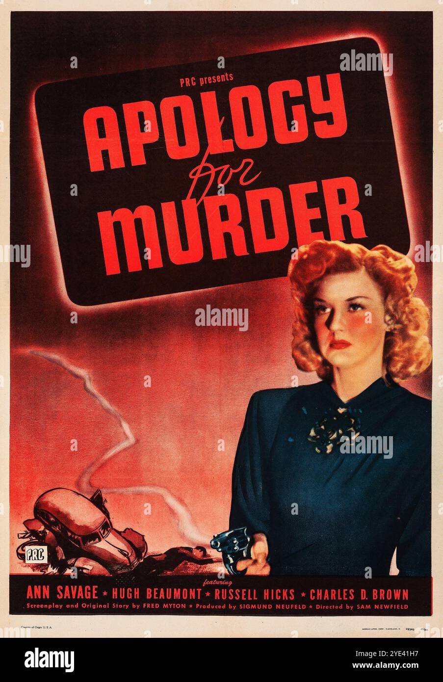 PRC presents Apology for Murder, vintage film poster feat. Ann Savage ...