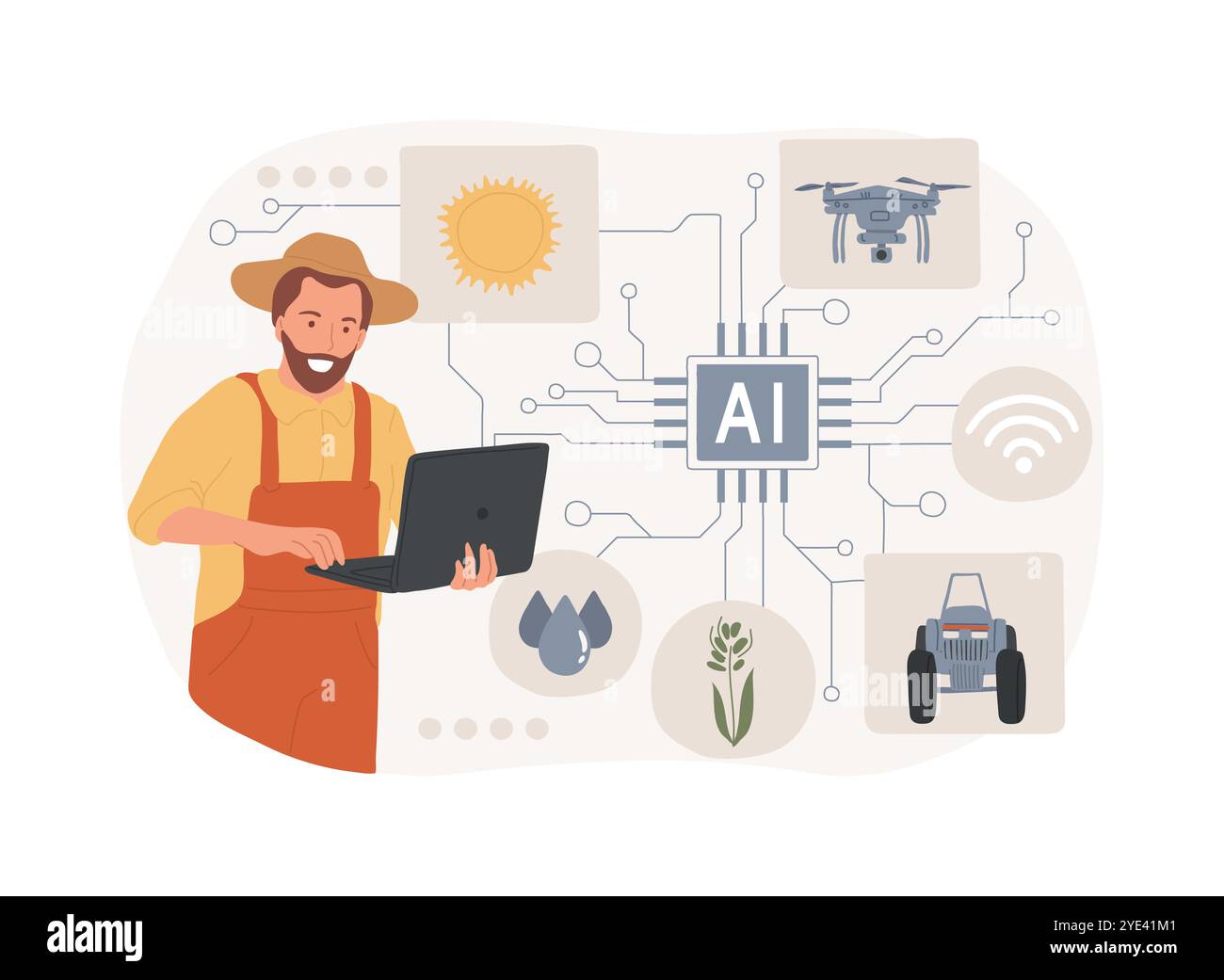 AI-Backed Agri-Tech Development abstract concept vector illustration ...
