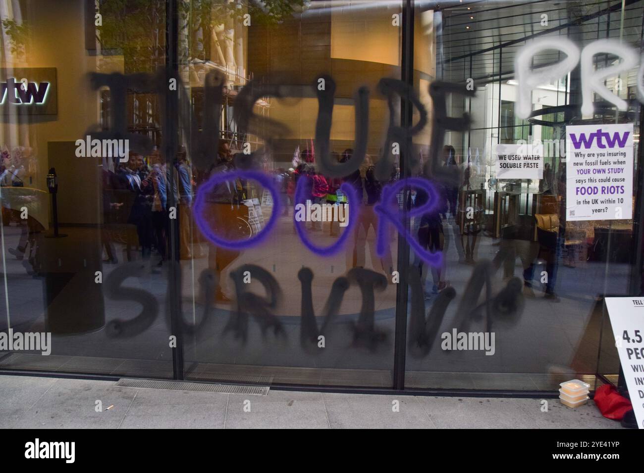 London, UK. 29th October 2024. Extinction Rebellion activists spray ...