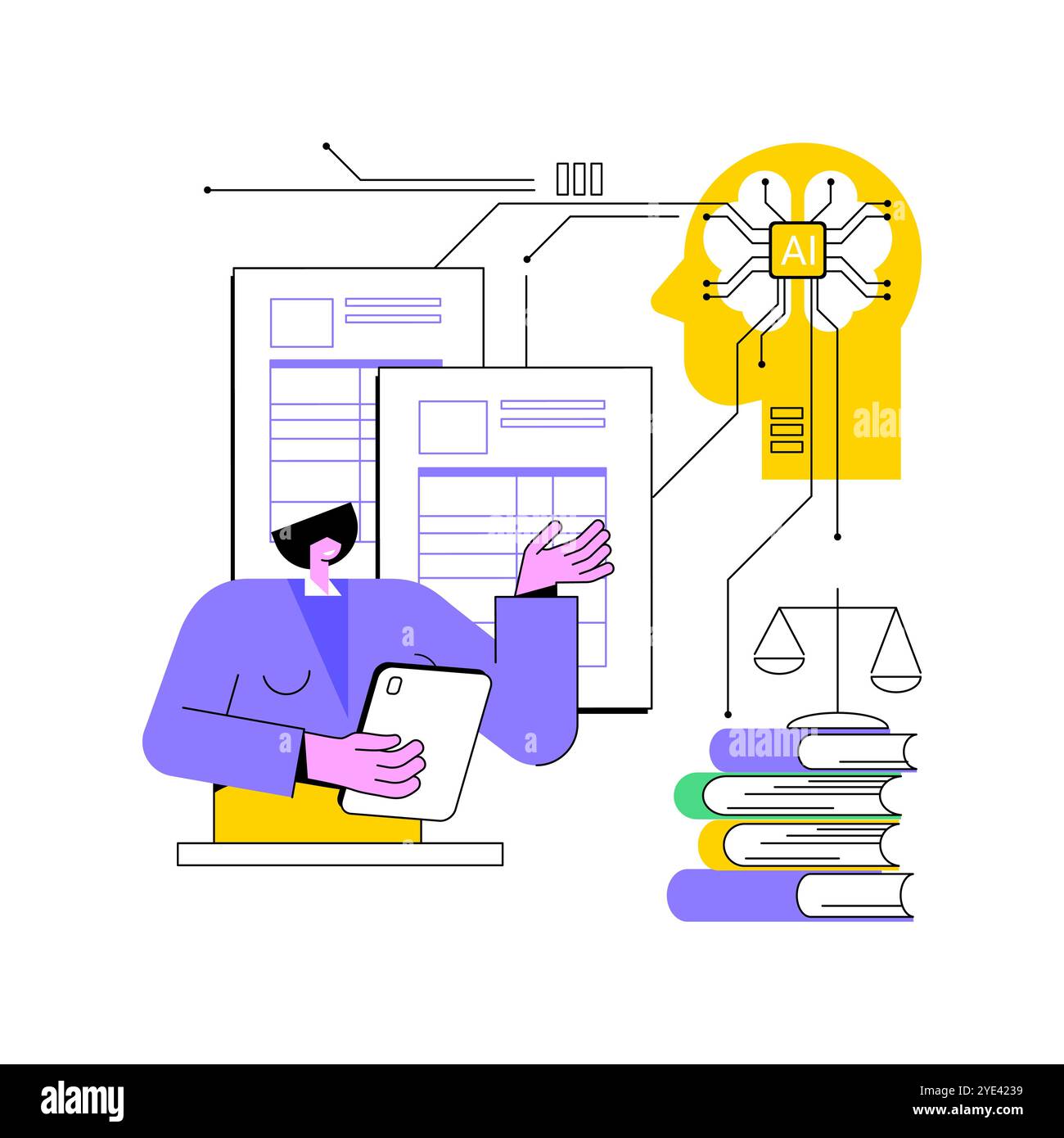 AI-Backed Legal Research abstract concept vector illustration Stock ...