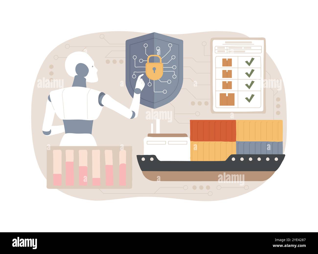 AI-Enhanced Cargo Security abstract concept vector illustration Stock ...