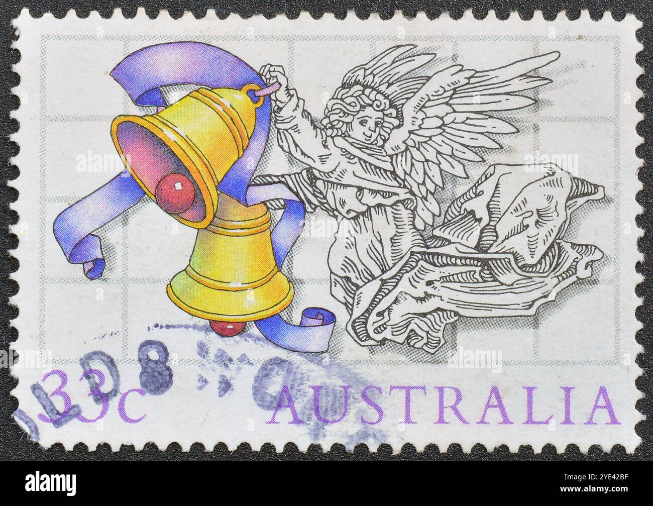 Cancelled postage stamp printed by Australia, that shows Angel with ...