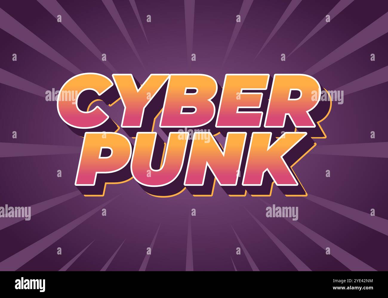 Cyber punk. Text effect design in bold fonts with 3D style Stock Vector ...