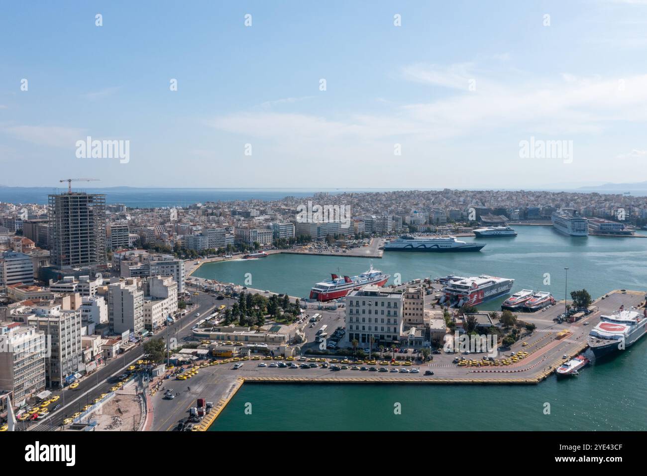 Aerial View of Piraeus Port and Coastal Cityscape in Athens, Greece ...