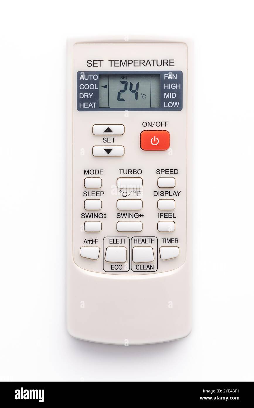 Air conditioner remote control isolated on white background Stock Photo ...
