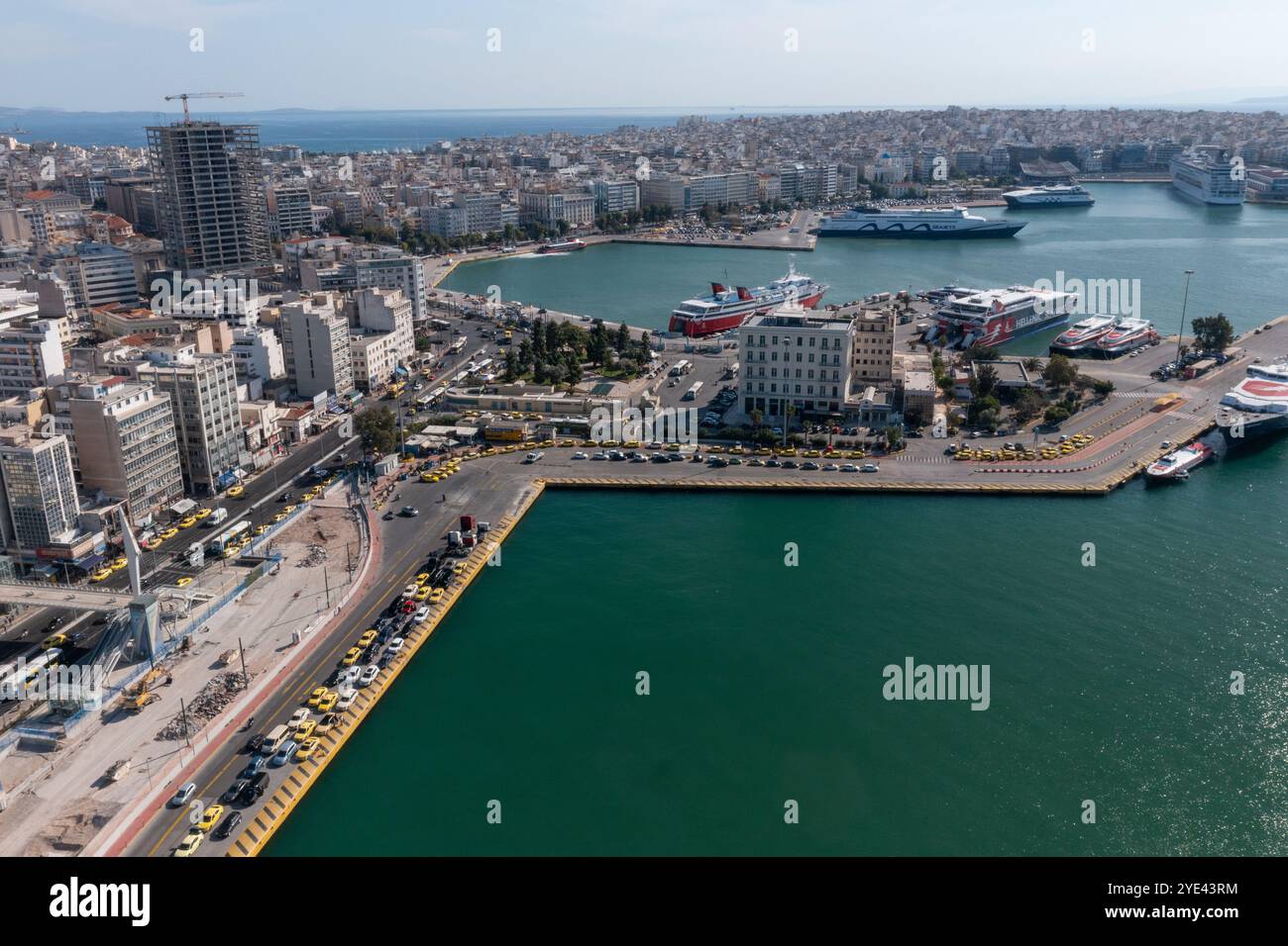 Aerial View of Piraeus Port with Ferries and Coastal Cityscape, Athens ...