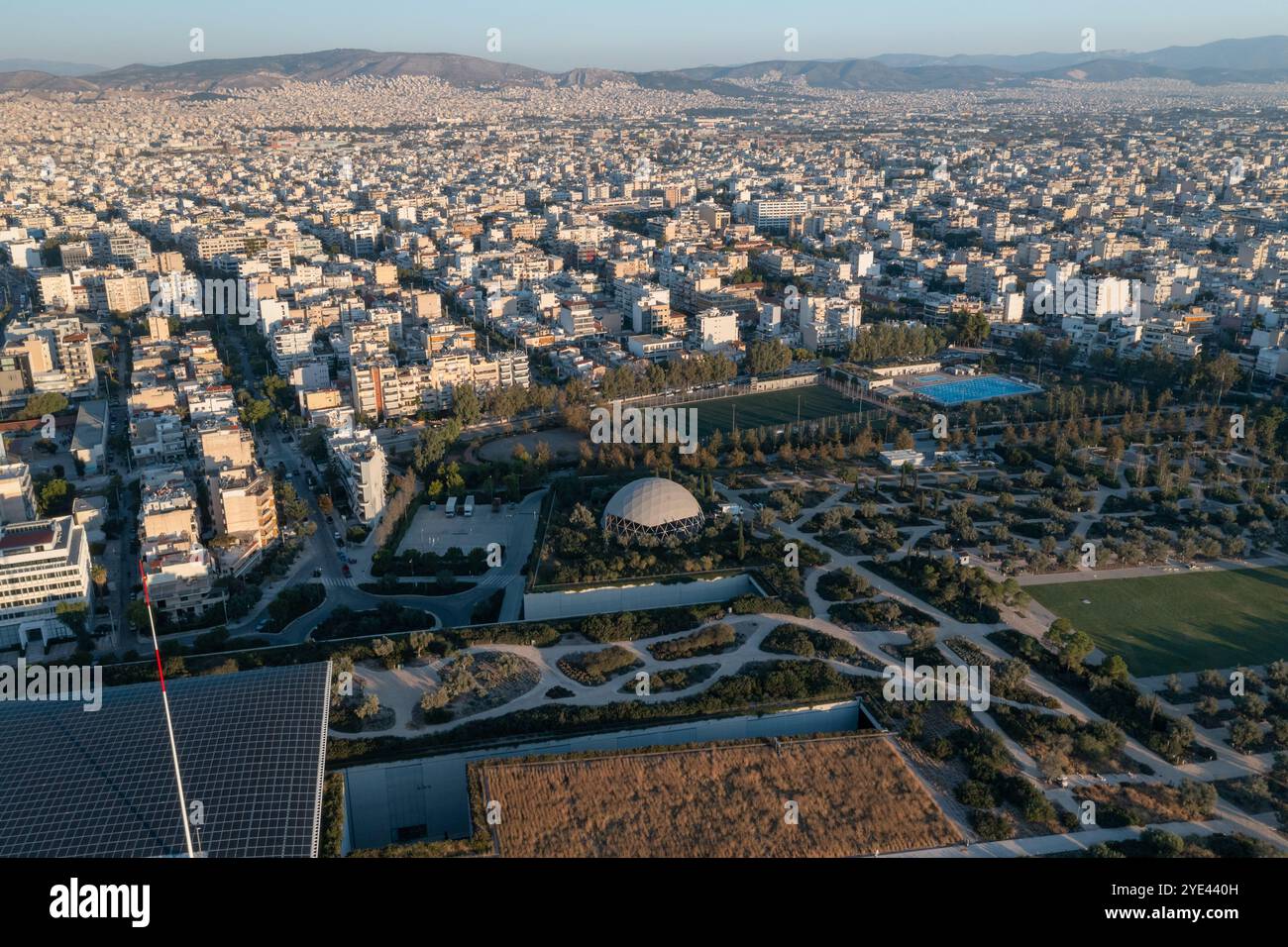 Aerial View of Athens with Cultural Park and Sports Facilities Stock ...
